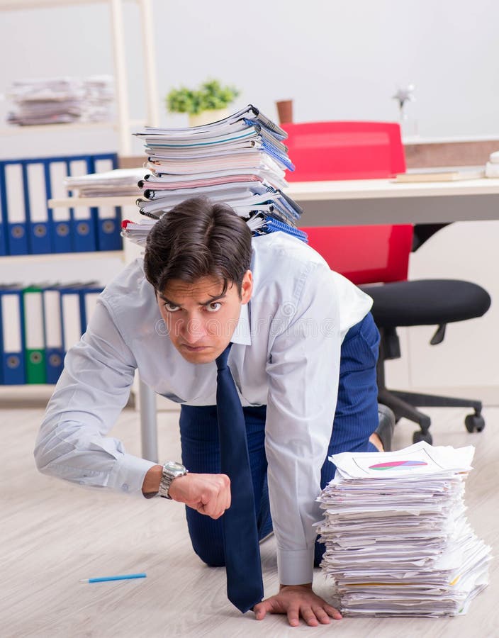 Extremely Busy Employee Working in the Office Stock Photo - Image of ...