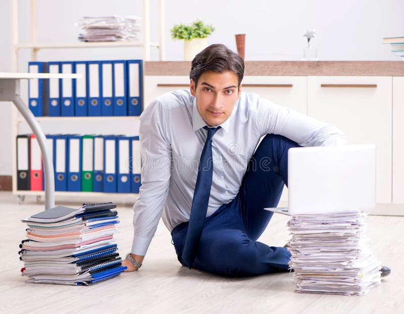 Extremely Busy Employee Working in the Office Stock Photo - Image of ...