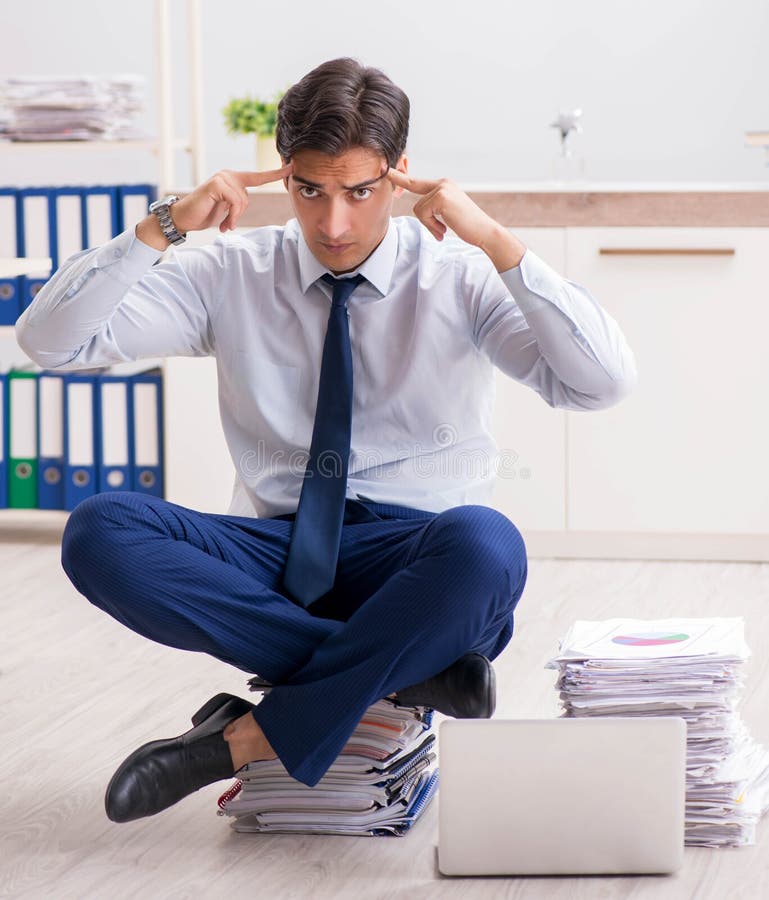 Extremely Busy Employee Working in the Office Stock Image - Image of ...
