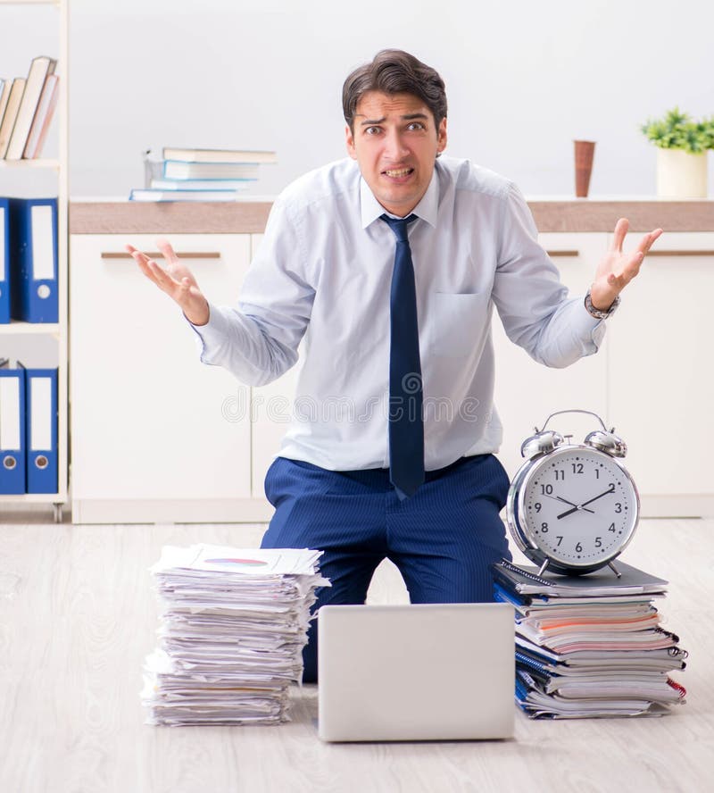 Extremely Busy Employee Working in the Office Stock Photo - Image of ...