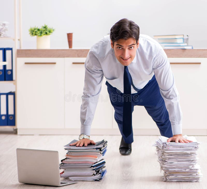 Extremely Busy Employee Working in the Office Stock Photo - Image of ...