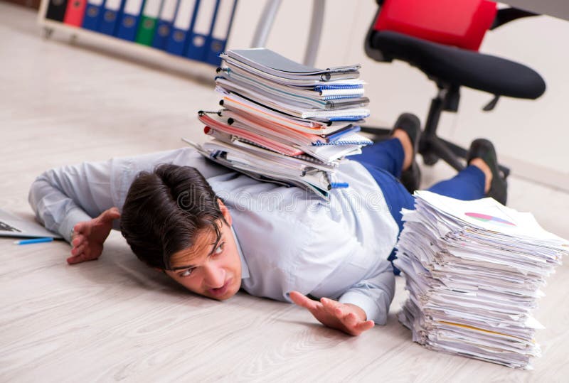 Extremely Busy Employee Working in the Office Stock Image - Image of ...