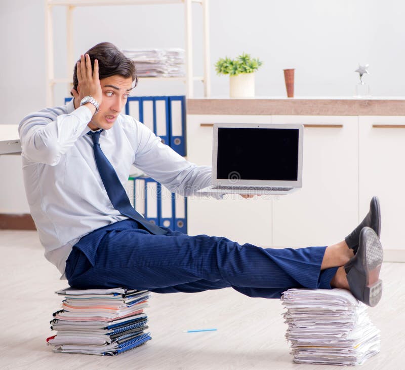 Extremely Busy Employee Working in the Office Stock Photo - Image of ...