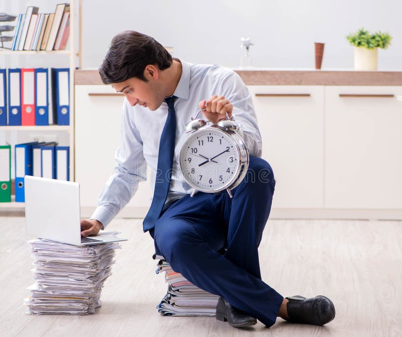 Extremely Busy Employee Working in the Office Stock Photo - Image of ...