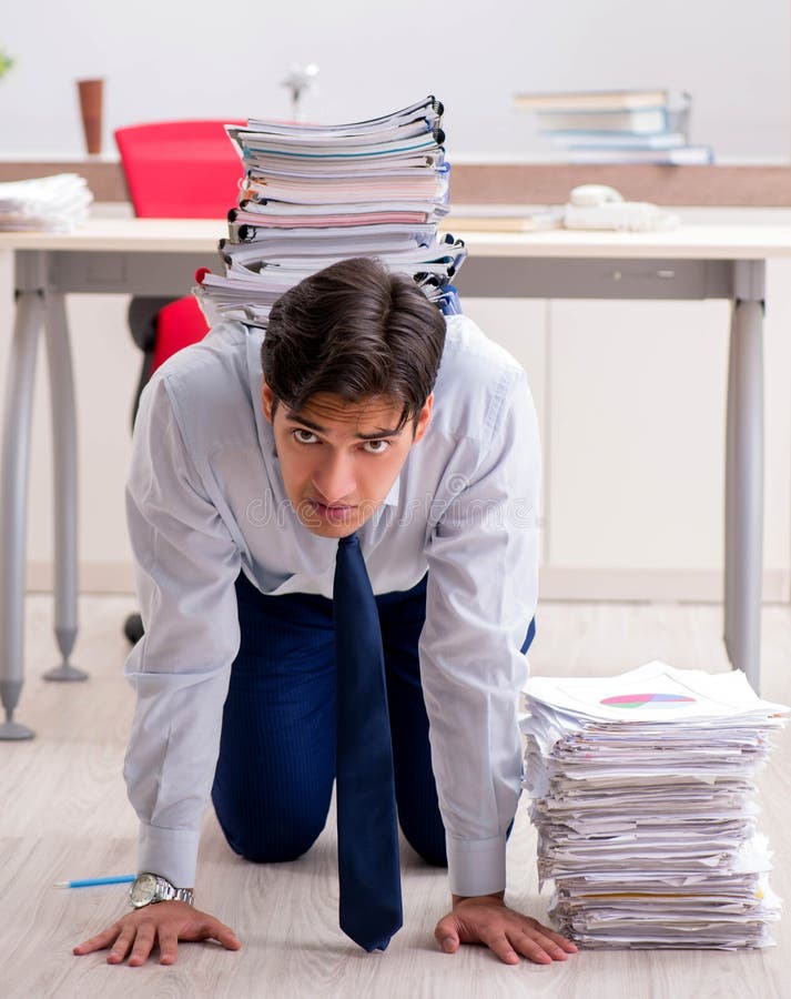 Extremely Busy Employee Working in the Office Stock Photo - Image of ...