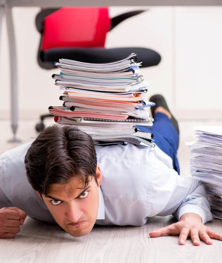 Extremely Busy Employee Working in the Office Stock Photo - Image of ...