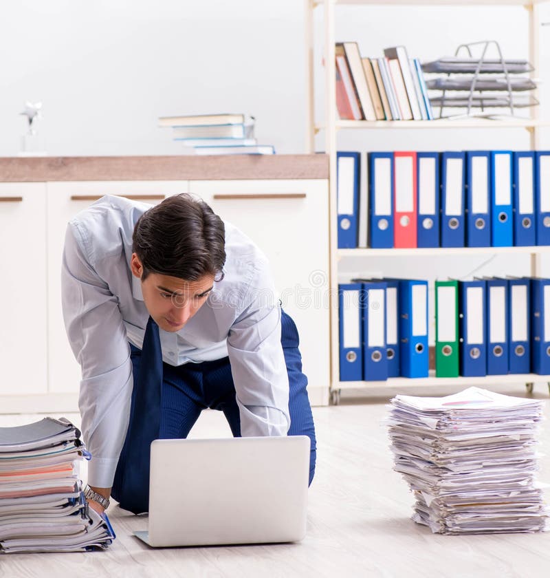 Extremely Busy Employee Working in the Office Stock Photo - Image of ...