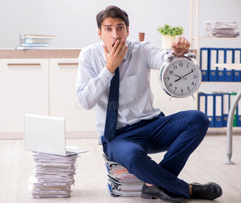 Extremely Busy Employee Working in the Office Stock Photo - Image of ...