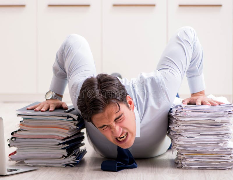 Extremely Busy Employee Working in the Office Stock Photo - Image of ...
