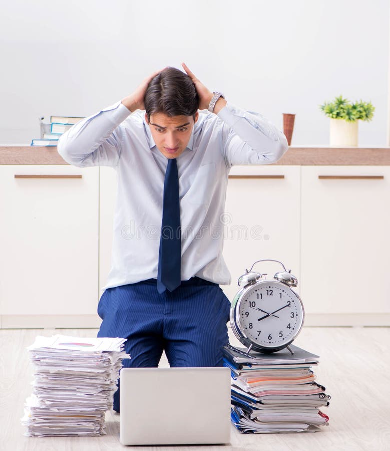 Extremely Busy Employee Working in the Office Stock Photo - Image of ...