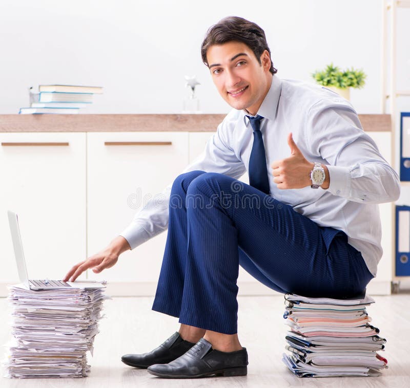 Extremely Busy Employee Working in the Office Stock Photo - Image of ...