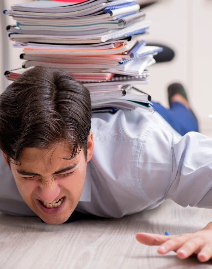Extremely Busy Employee Working in the Office Stock Photo - Image of ...