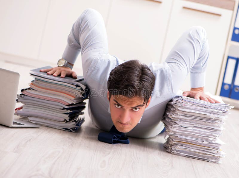 Extremely Busy Employee Working in the Office Stock Photo - Image of ...