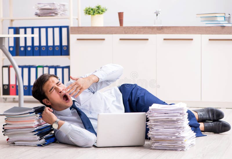 Extremely Busy Employee Working in the Office Stock Image - Image of ...