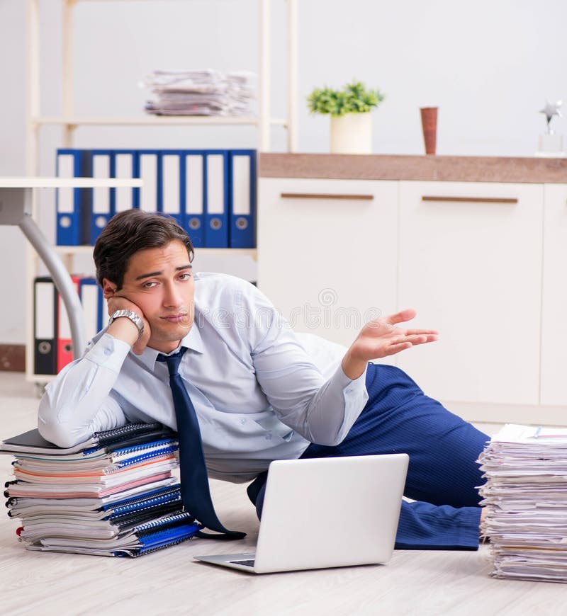 Extremely Busy Employee Working in the Office Stock Photo - Image of ...