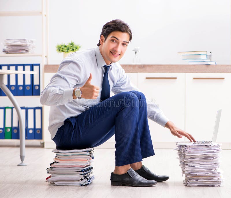 Extremely Busy Employee Working in the Office Stock Photo - Image of ...