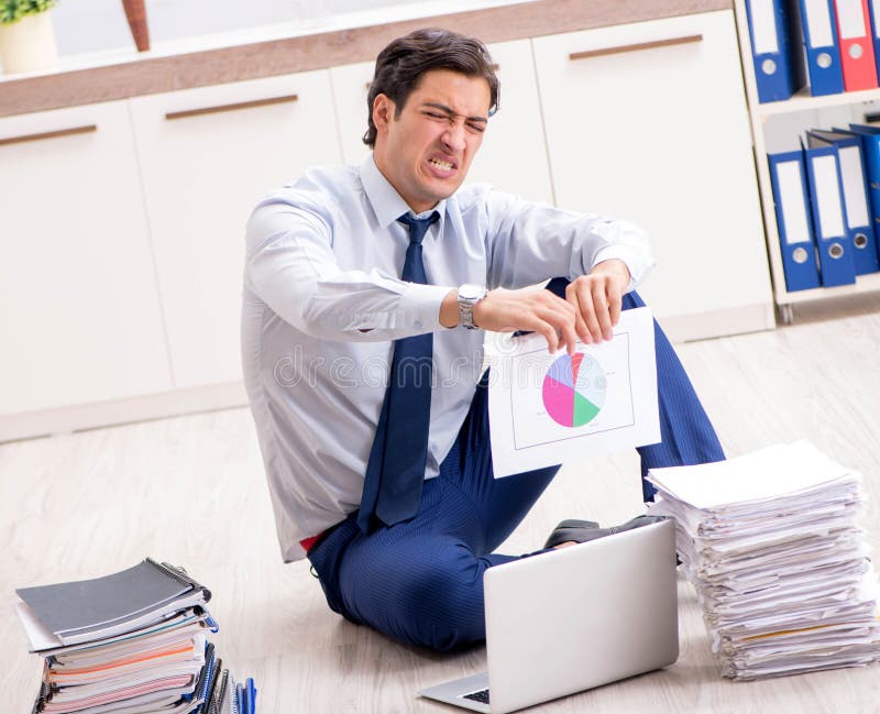 Extremely Busy Employee Working in the Office Stock Image - Image of ...
