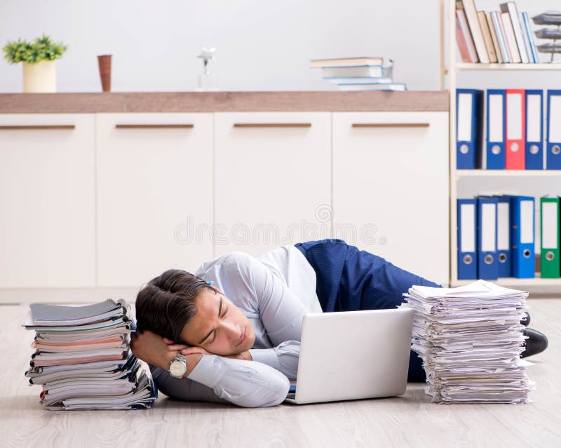 Extremely Busy Employee Working in the Office Stock Image - Image of ...
