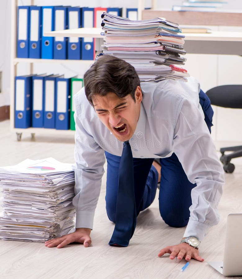 Extremely Busy Employee Working in the Office Stock Photo - Image of ...