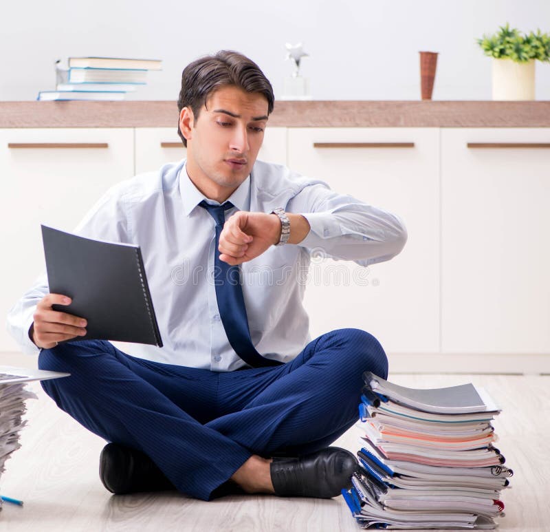 Extremely Busy Employee Working in the Office Stock Photo - Image of ...