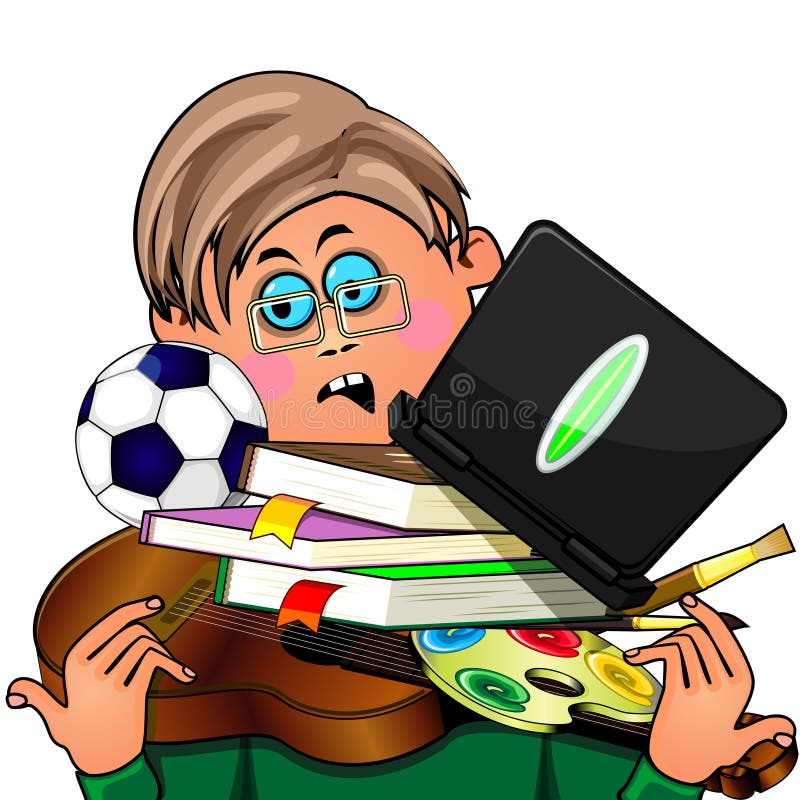 Extremely busy student stock vector. Illustration of heavy - 24095002