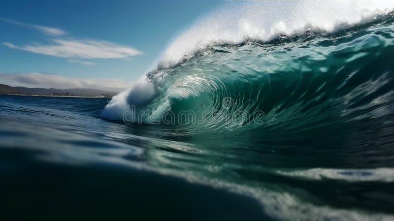 Extremely Close Look of Huge Ocean Wave. AI Generated Stock ...