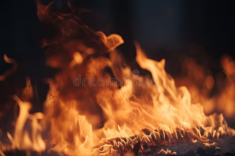 Extremely Close-up of Burning Fire, with the Flames and Sparks Visible ...