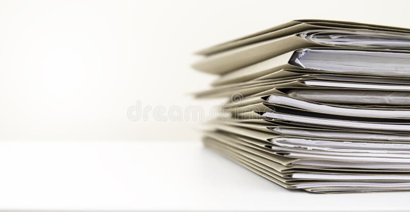 Extremely Close Up Stack of Documents Folders on Office Desk Waiting To ...