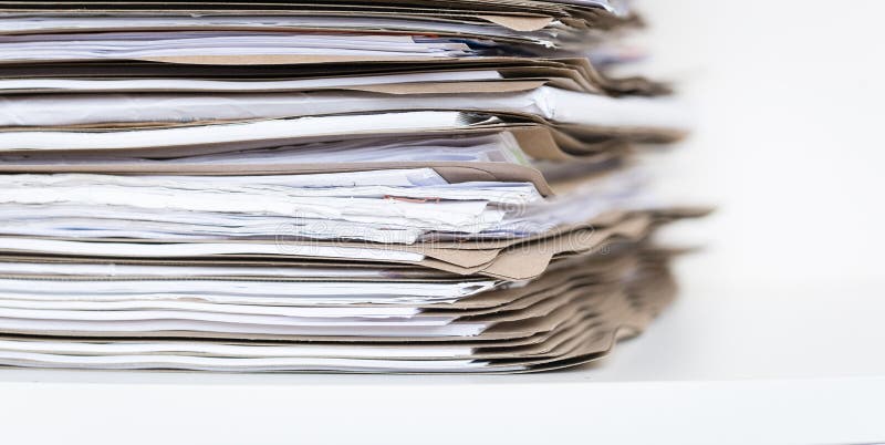 Extremely Close Up Stack of Documents Folders on Office Desk Waiting To ...