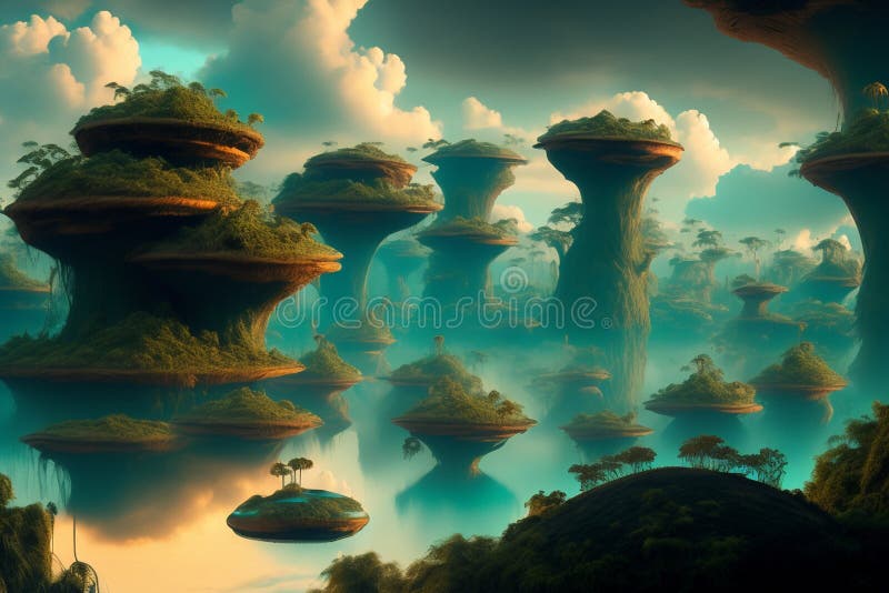 Extremely Detailed Alien Landscape Stock Illustration - Illustration of stone, space: 317778932