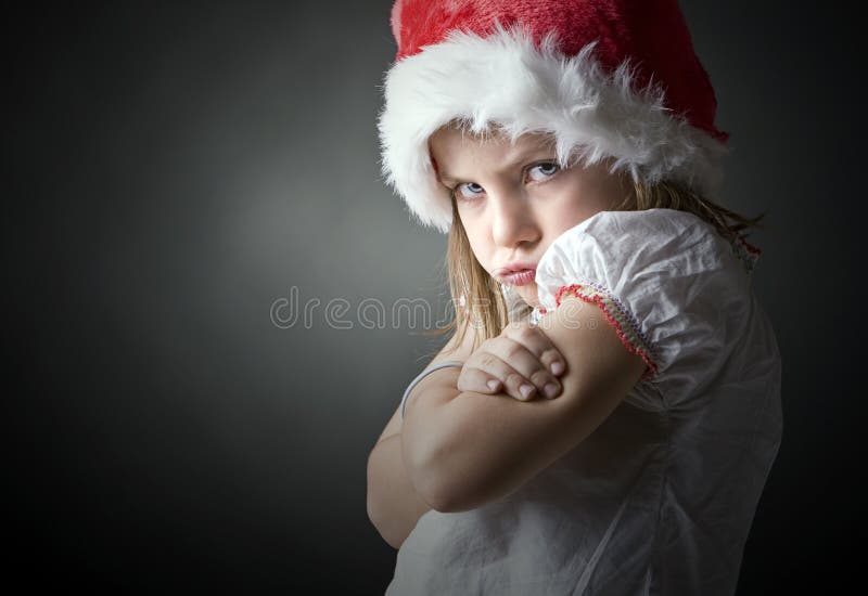 Extremely Grumpy Christmas Child Stock Image - Image of years, gril ...