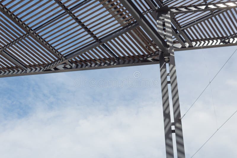 Extremely Large Contemporary Architecture Shade Structure on a Sunny ...