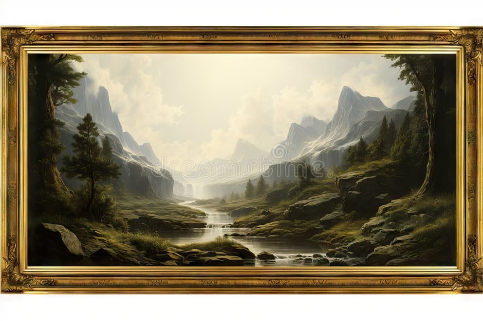 Extremely Long Golden Frame Stock Image - Image of antique, huge: 302194239
