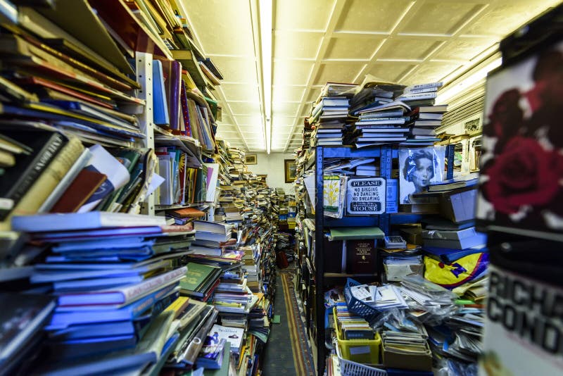 Extremely messy bookshop editorial stock photo. Image of disarray ...