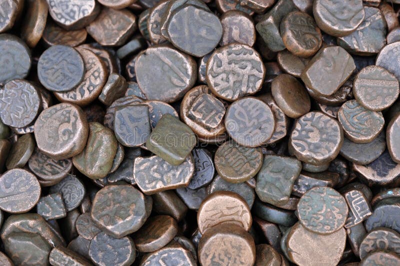 Extremely Rare Old Coins of the Mughal Empire Stock Image - Image of ...