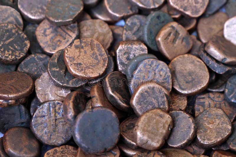 Extremely Rare Old Coins of the Mughal Empire Stock Image - Image of ...
