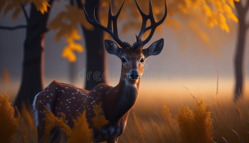 An Extremely Realistic Deer is Standing in the Grass. Stock ...