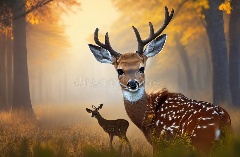An Extremely Realistic Deer is Standing in the Grass. Stock ...