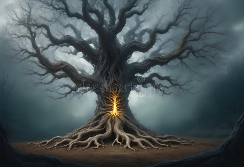 Extremely Realistic Photography of Tree, Dark Background Stock ...