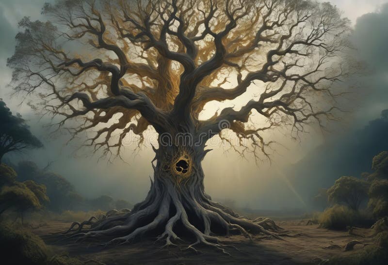 Extremely Realistic Photography of Tree, Dark Background Stock ...