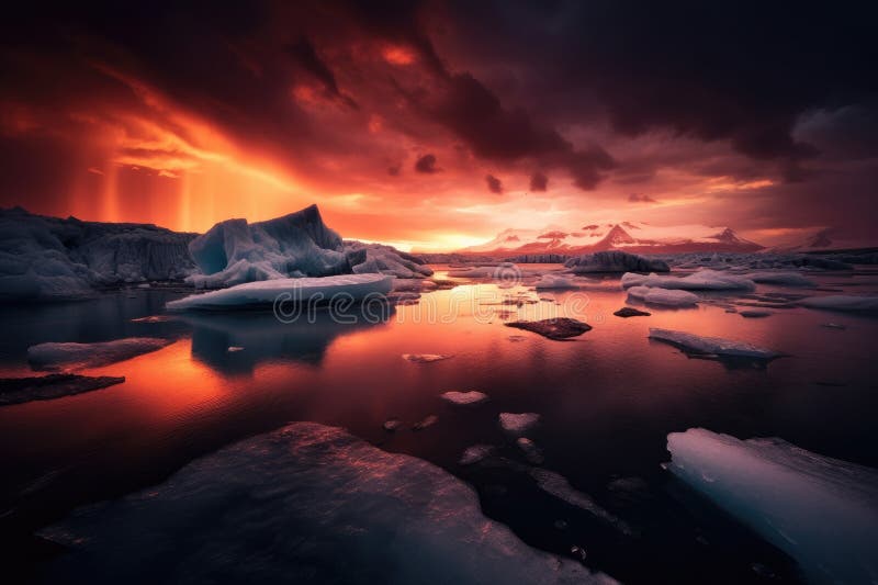Fantastic Winter Landscape. Dramatic Sunset Over Snowy Mountains ...
