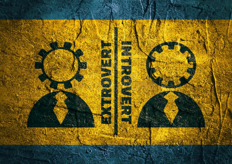 Extrovert Vs Introvert Metaphor on Concrete Wall Stock Illustration ...