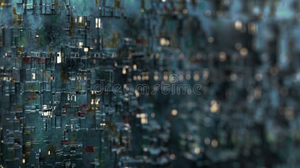 Extruded Blocks on Technical Circuit 3D Rendering Stock Illustration ...