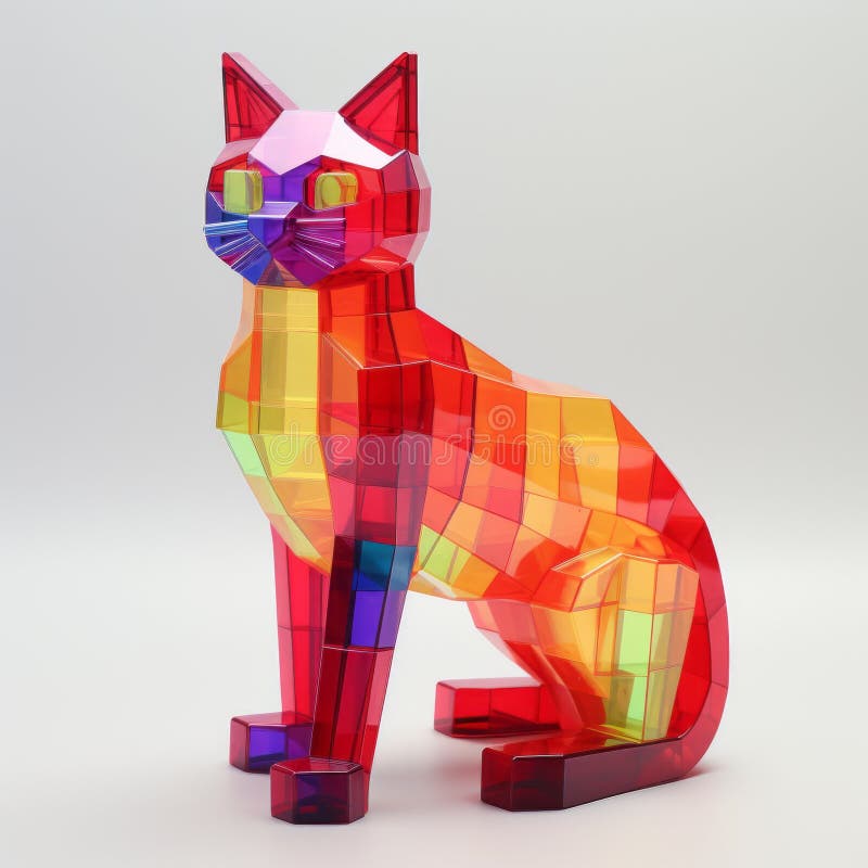 Extruded Design Colored Cat Figure in Glass Structure Stock ...