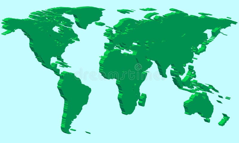 Extruded World Map with Countries Stock Vector - Illustration of ...