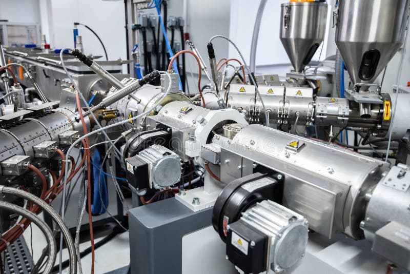 Extruder Machine for Extrusion of Plastic Material, Close-up View Stock ...