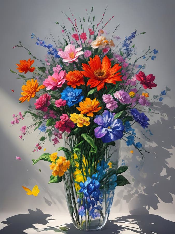 Exuberant Bloom Painting - an Expressive Floral Rhapsody, Created with ...