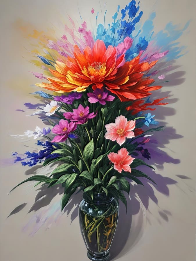 Exuberant Bloom Painting - an Expressive Floral Rhapsody, Created with ...