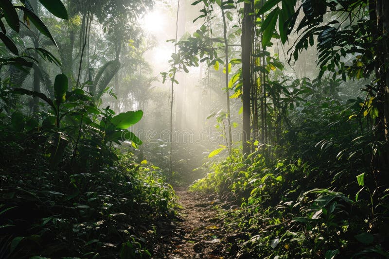 Exuberant Wildlife in the Amazon Rainforest with Diverse Foliage, Ai ...