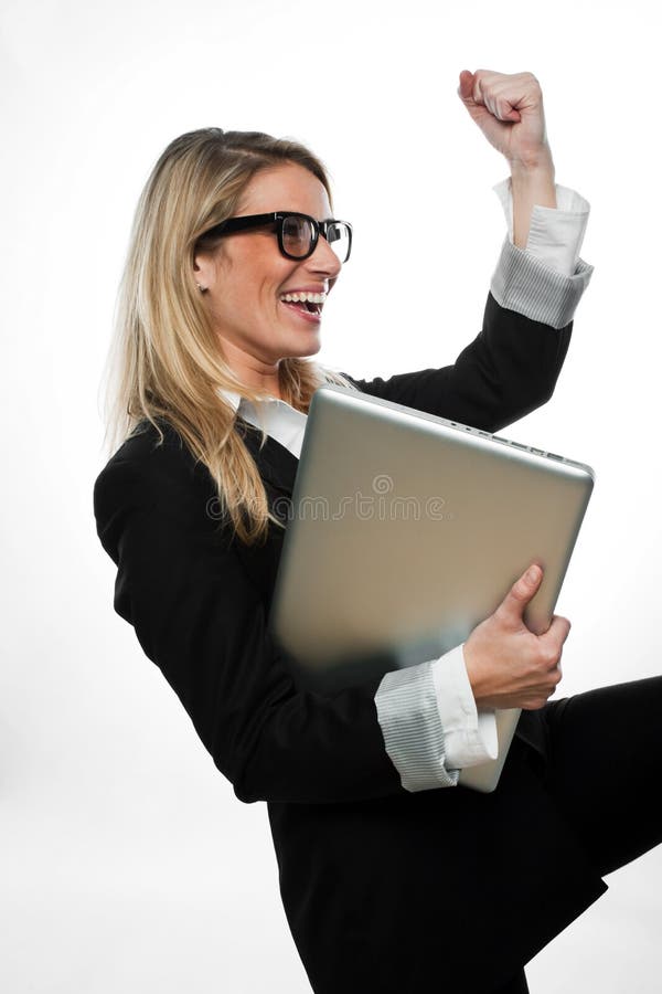 Exultant Businesswoman Cheering A Success Stock Photo - Image of ...